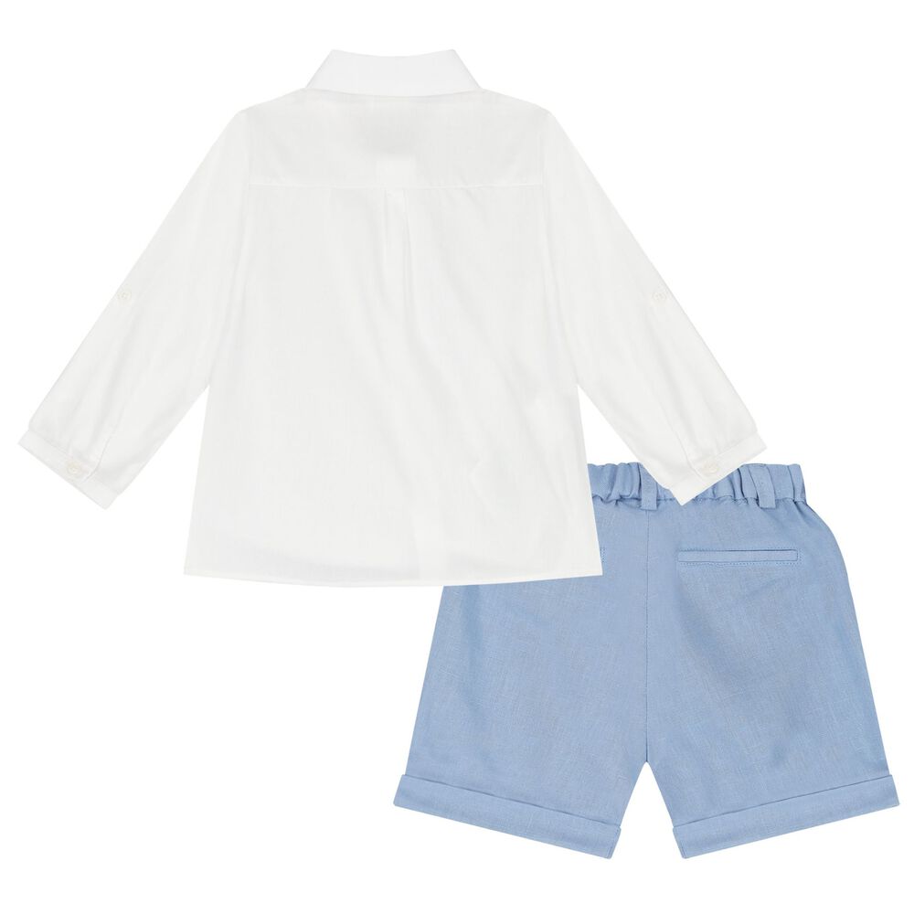 Mayoral Baby Boys White & Blue Shorts Set | Junior Couture UAE