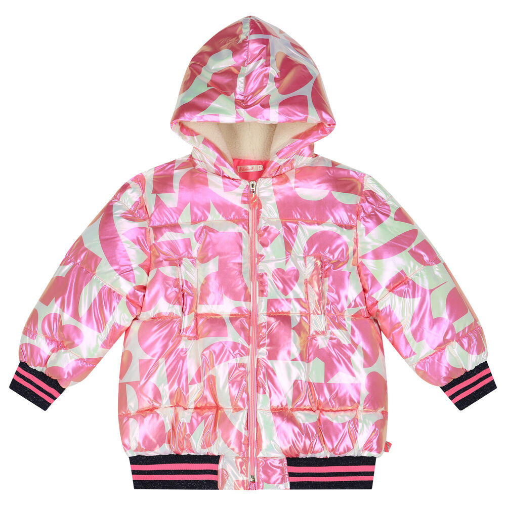 BILLIEBLUSH Girls Pink & Ivory Puffer Jacket | Junior Couture UAE