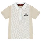 Aigner Younger Boys White & Beige Logo Polo Shirt | Junior Couture UAE