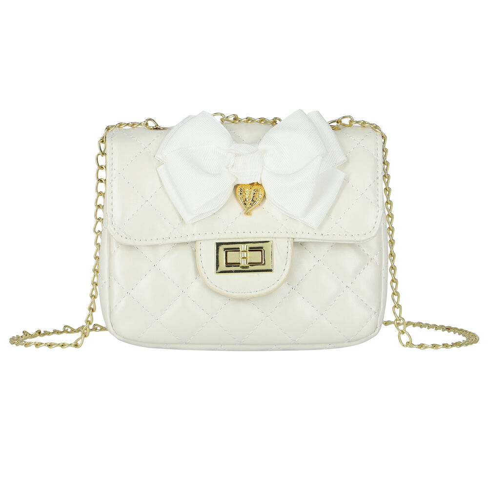 Angel's Face Girls White Bow Handbag | Junior Couture UAE