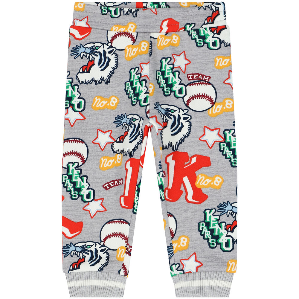 KENZO KIDS Younger Boys Grey Varsity Tiger & Logo Tracksuit | Junior ...
