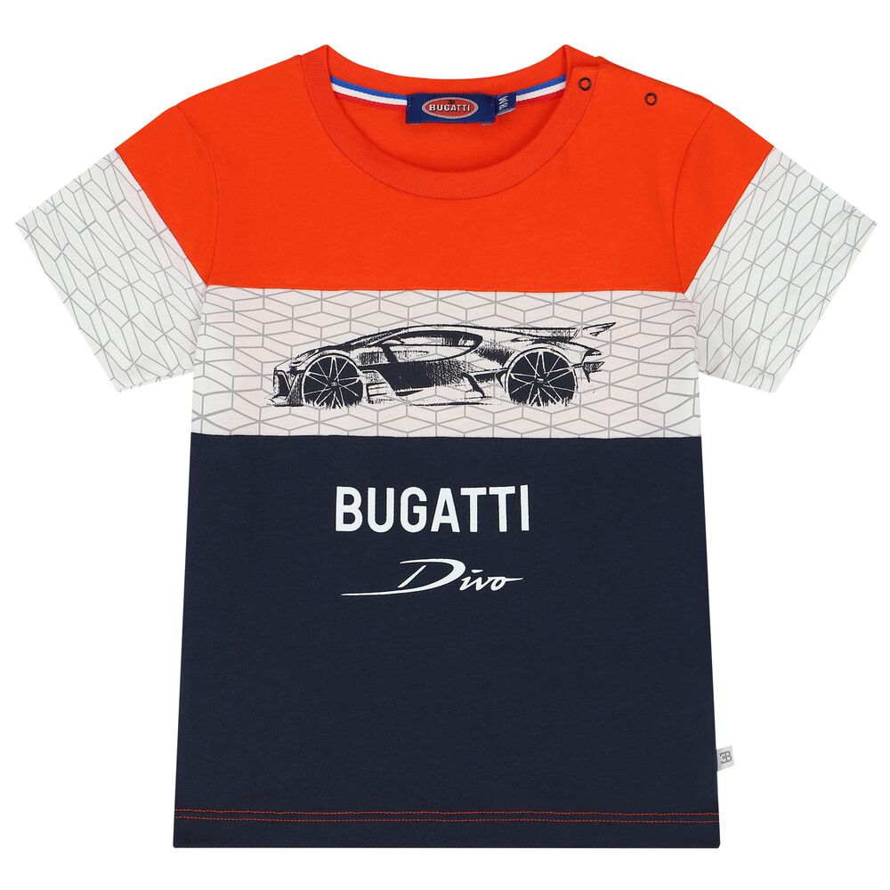 Bugatti Junior Younger Boys Orange, White & Navy Logo T-Shirt | Junior ...
