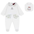 Aigner Baby Boys White & Blue Teddy Bear Logo Babygrow Gift Set ...
