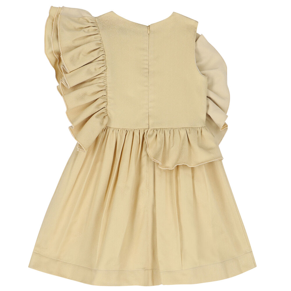 Jessie & James Girls Gold Ruffle Dress | Junior Couture UAE
