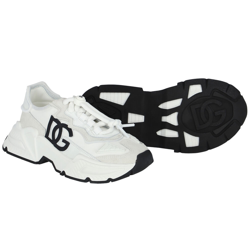 Dolce & Gabbana White DG Logo Trainers | Junior Couture UAE