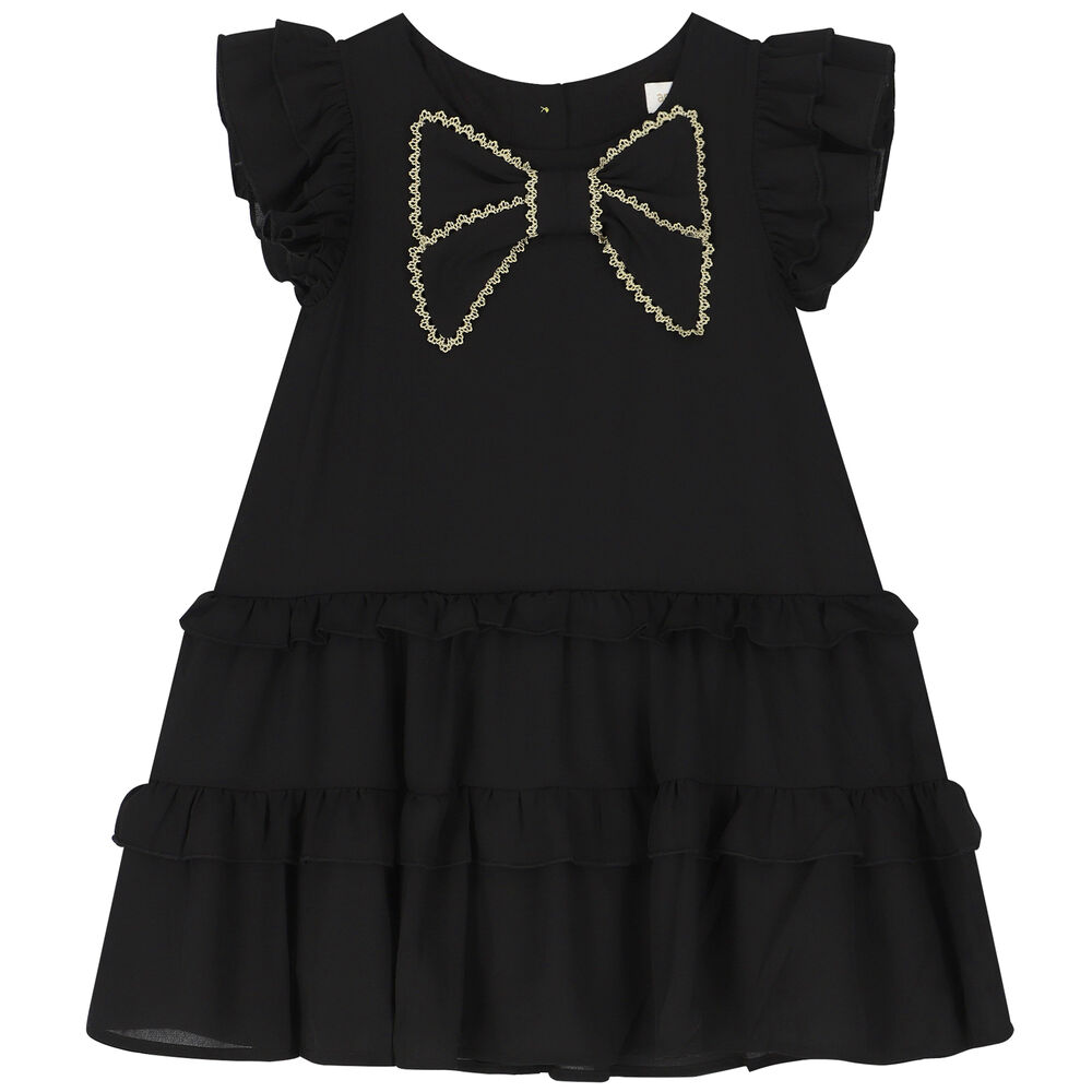 Angel's Face Girls Black Bow Dress | Junior Couture UAE