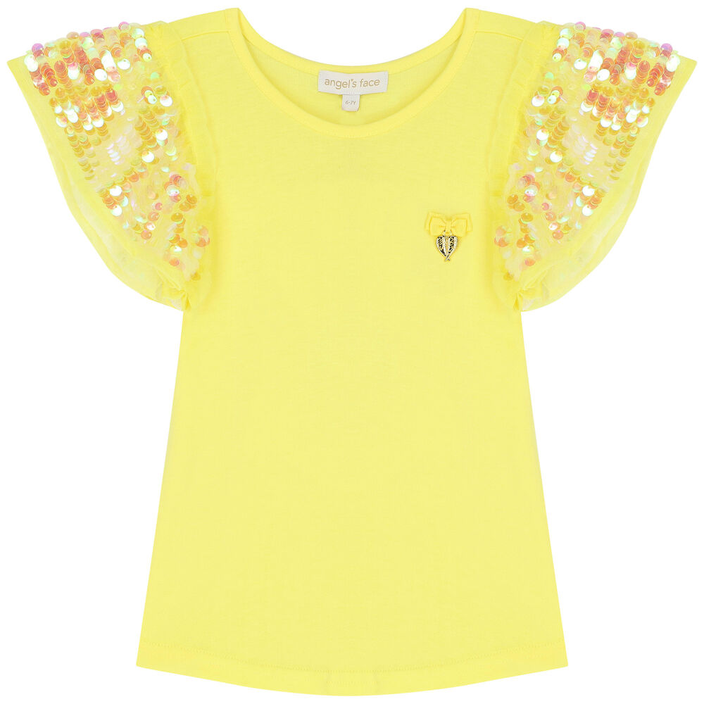 Angel's Face Girls Yellow Sequin Top | Junior Couture UAE