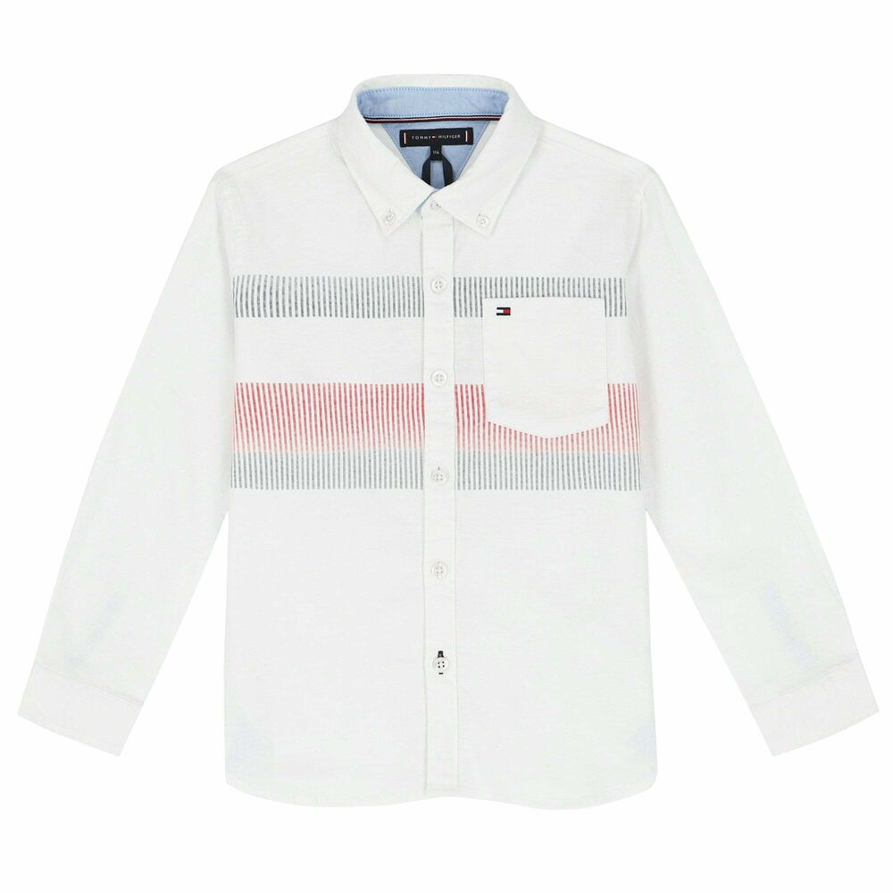Tommy Hilfiger Boys White Logo Shirt | Junior Couture UAE