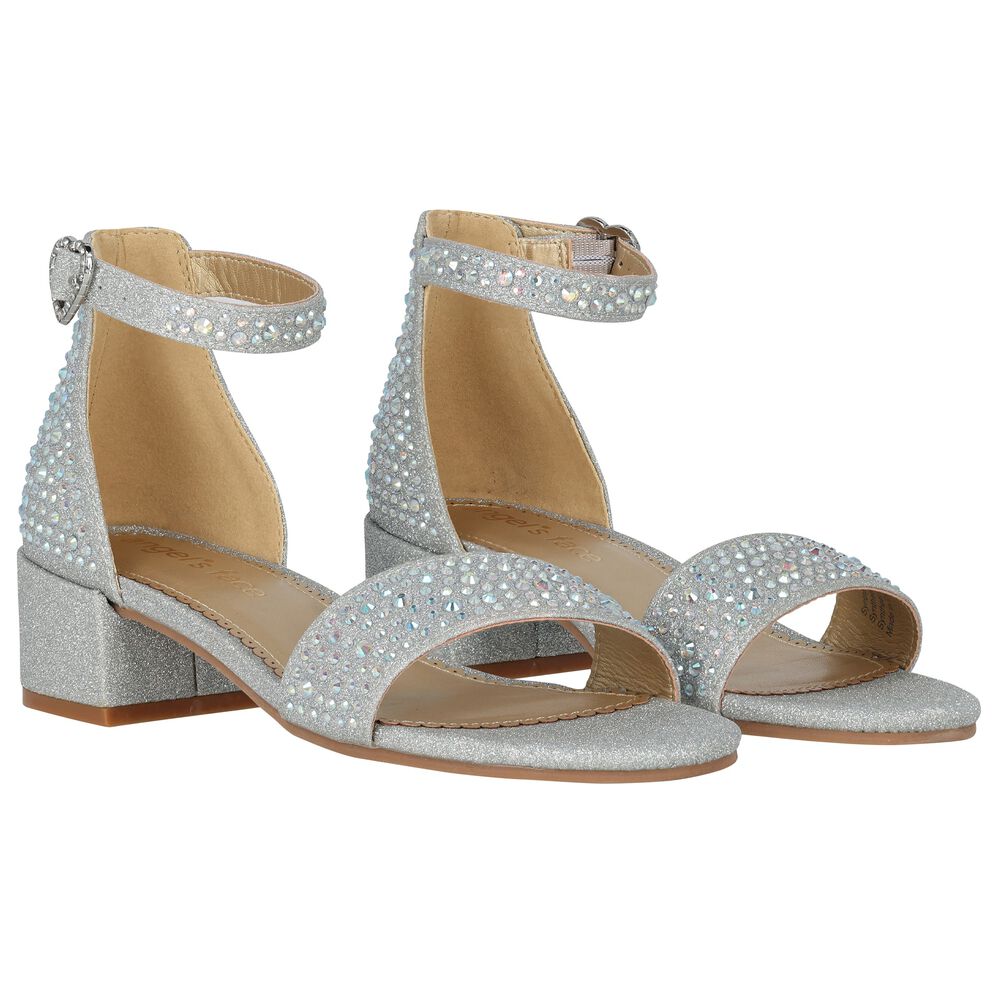 Angel's Face Girls Silver Embellished Sandals | Junior Couture UAE