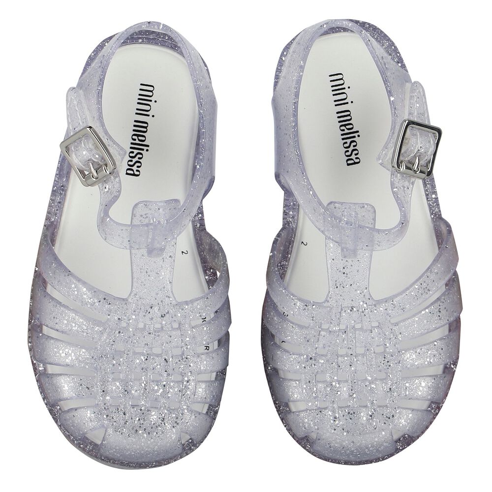 Mini Melissa Younger Girls Silver Glitter Jelly Shoes | Junior Couture UAE