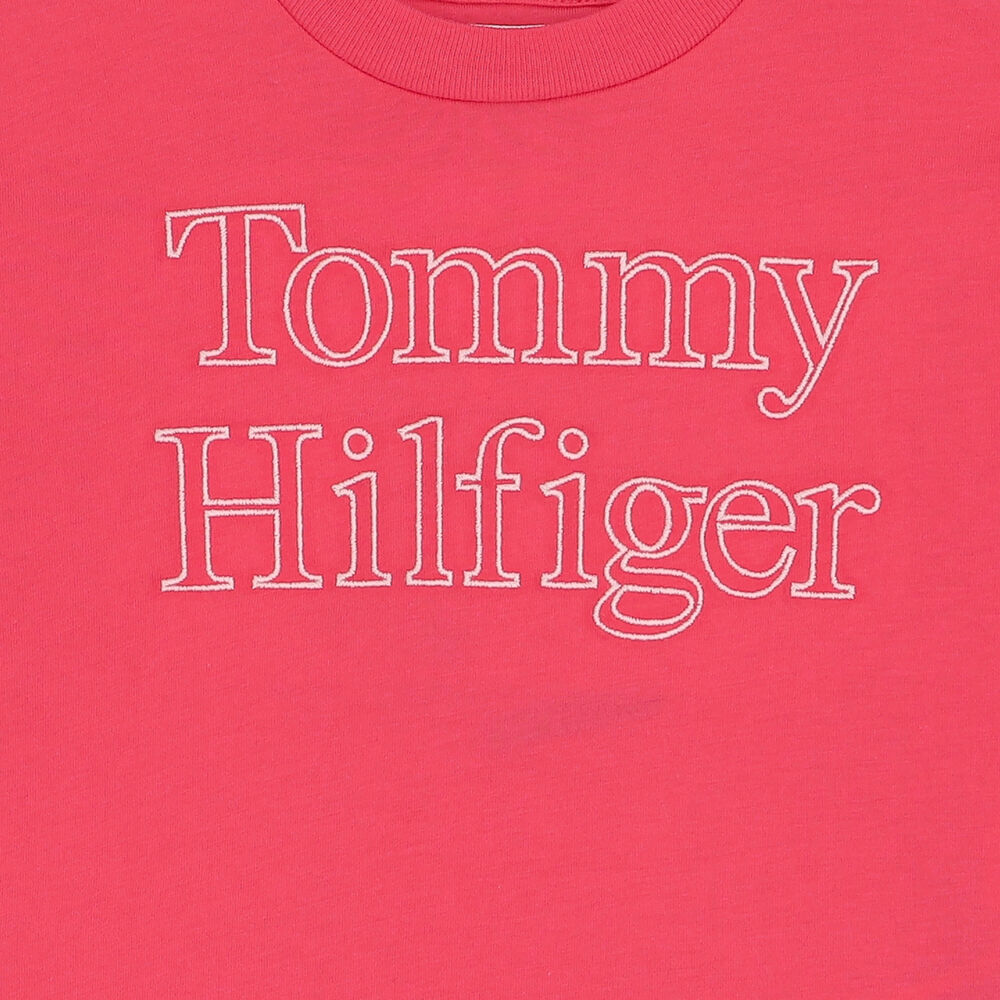 Tommy Hilfiger Girls Pink Logo T-Shirt | Junior Couture UAE