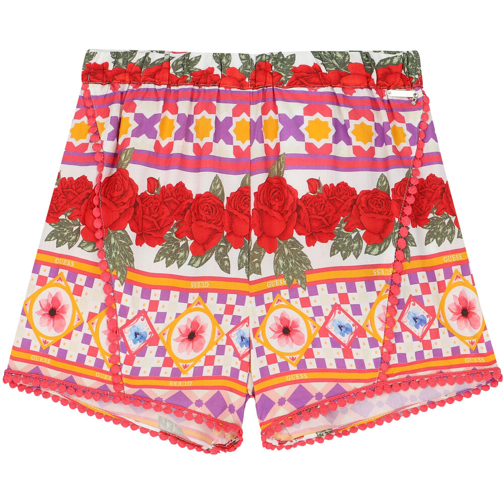 Guess Girls Red & White Floral Shorts | Junior Couture UAE