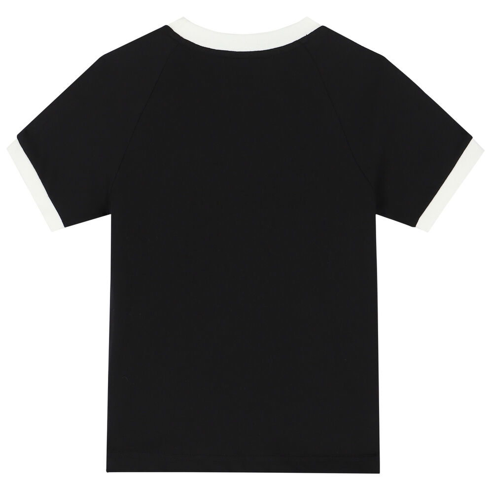 adidas Originals Girls Black 3-Stripes Logo T-Shirt | Junior Couture UAE