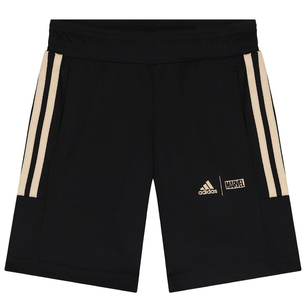 adidas Originals White & Black Marvel Logo Shorts Set | Junior Couture UAE