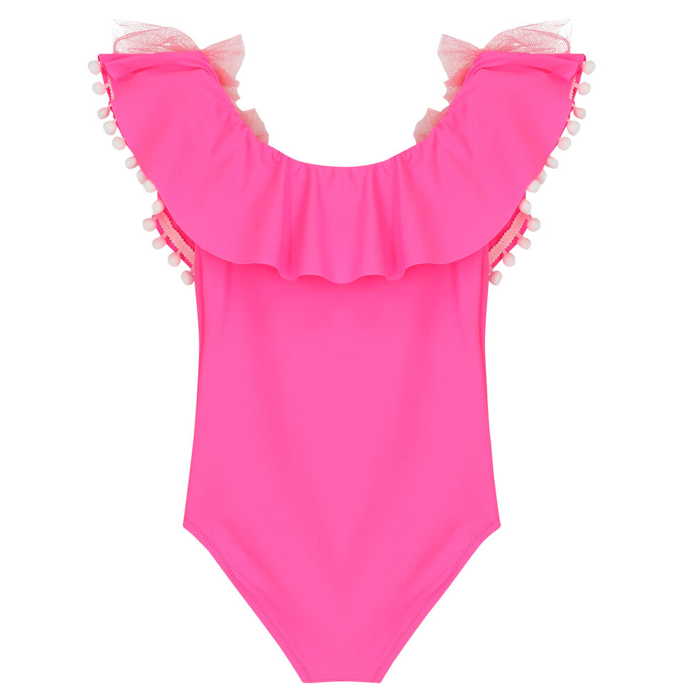 Stella Cove Girls Pink Ruffle Pom-Pom Swimsuit | Junior Couture UAE