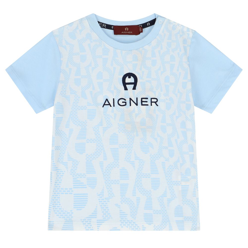 Aigner Younger Boys Blue Logo T-Shirt | Junior Couture UAE