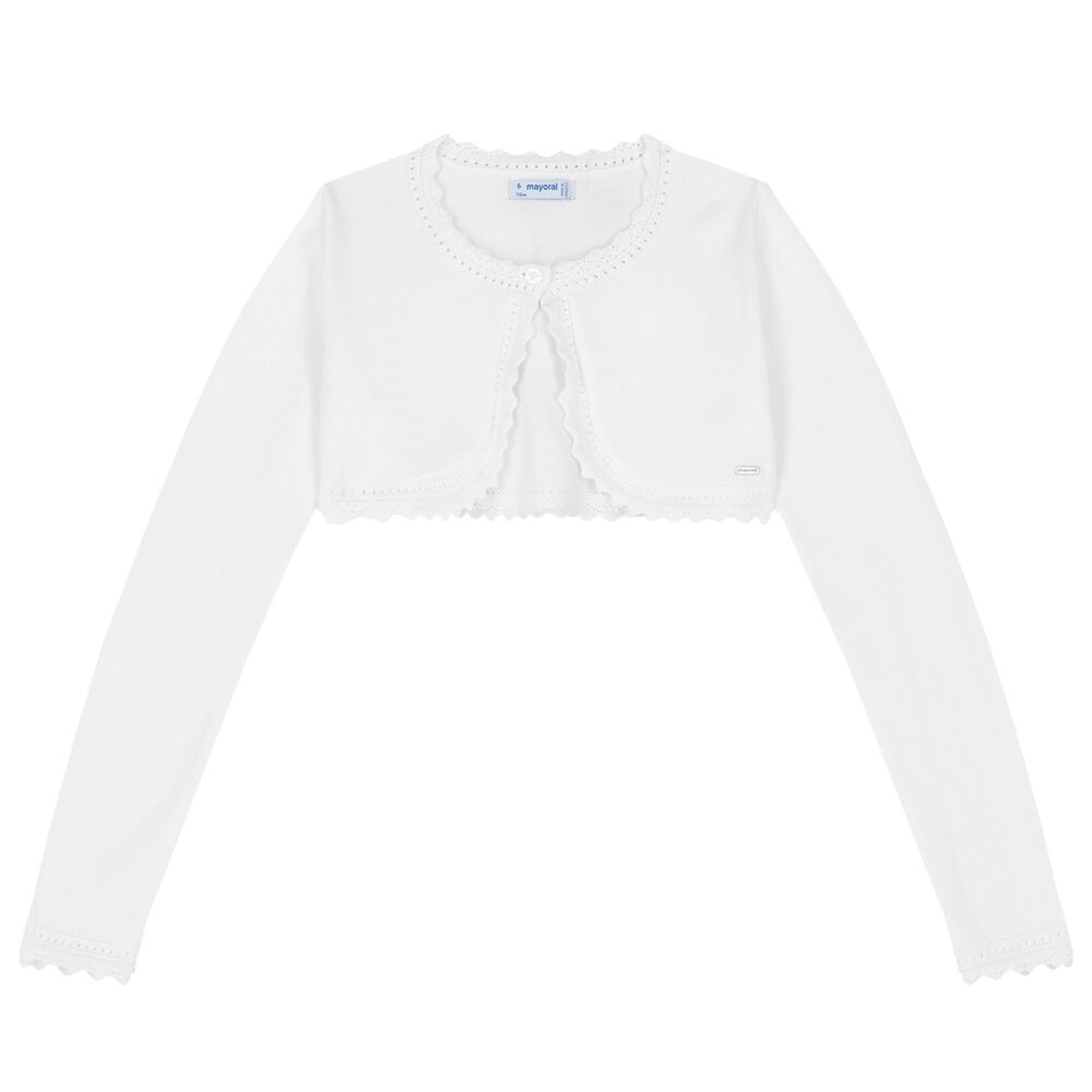 Mayoral Girls White Bolero Cardigan | Junior Couture UAE