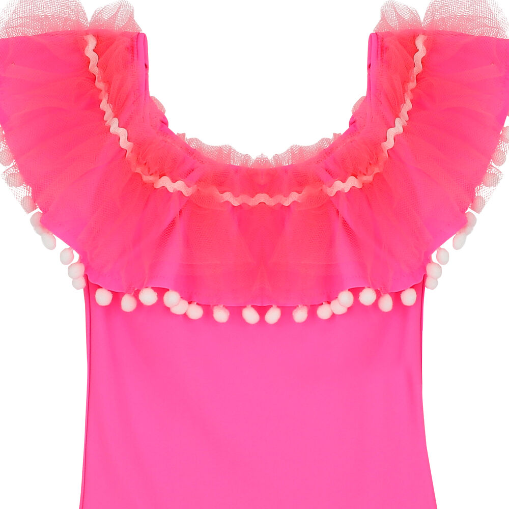 Stella Cove Girls Pink Ruffle Pom-Pom Swimsuit | Junior Couture UAE