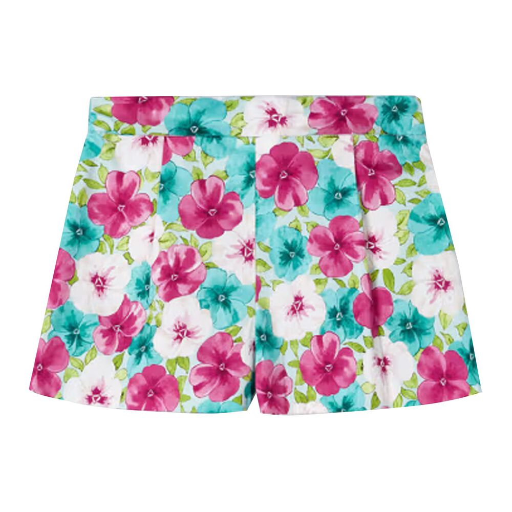 Mayoral Girls Blue & Pink Floral Shorts | Junior Couture UAE
