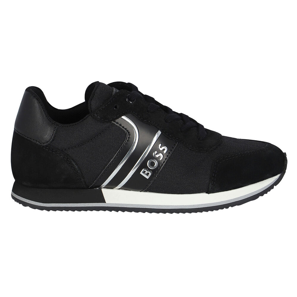 BOSS Boys Black & White Logo Trainers | Junior Couture UAE