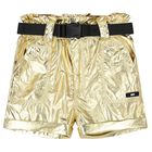 شورت بنات بالشعار باللون الذهبي | جونيور كوتور | الإمارات DKNY