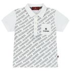 Aigner Younger Boys White Logo Polo Shirt | Junior Couture UAE