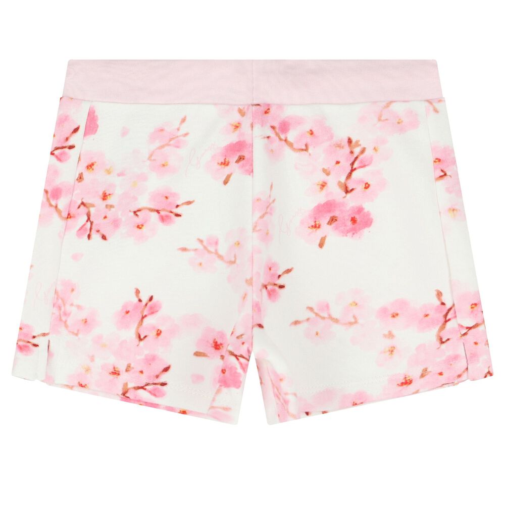 Guess Girls White & Pink Cherry Blossoms Shorts | Junior Couture UAE
