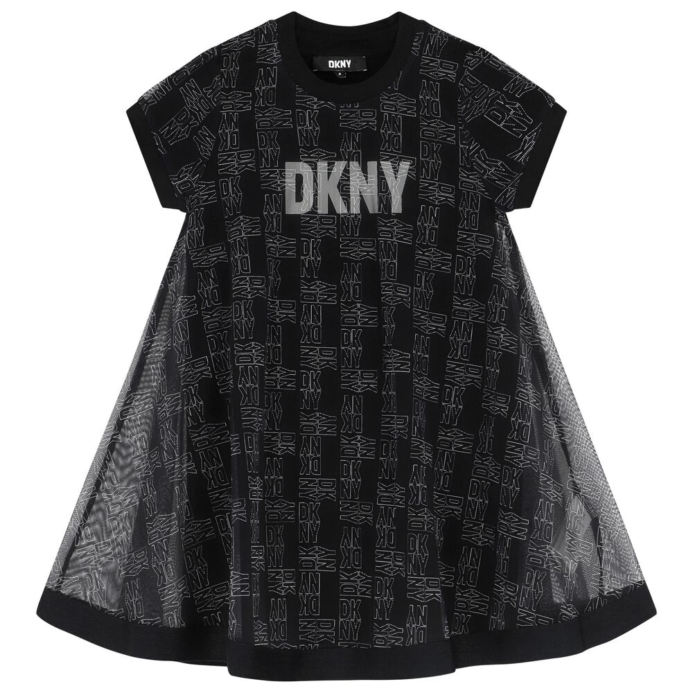 DKNY Girls Black 2-In-1 Logo Dress | Junior Couture UAE