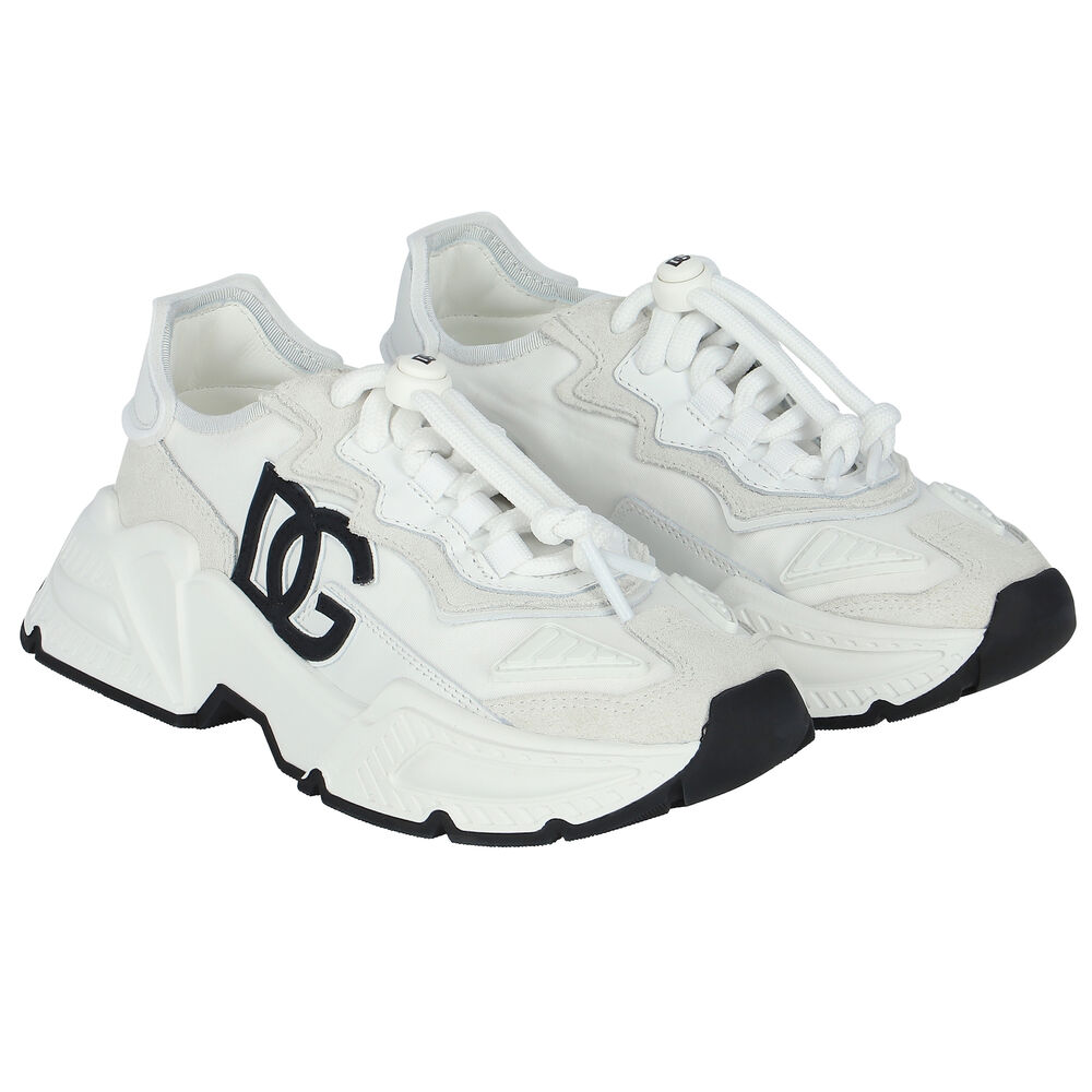Dolce & Gabbana White DG Logo Trainers | Junior Couture UAE