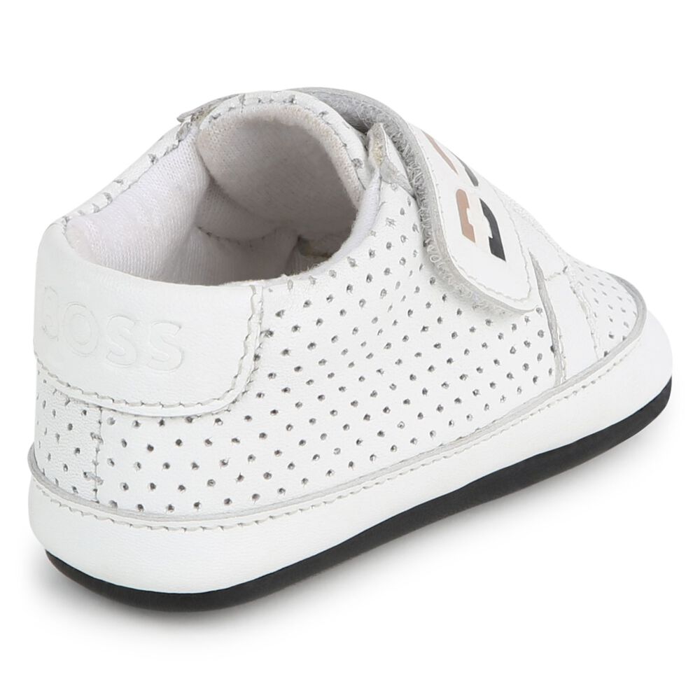 BOSS Baby Boys White Logo Pre Walker Shoes | Junior Couture UAE