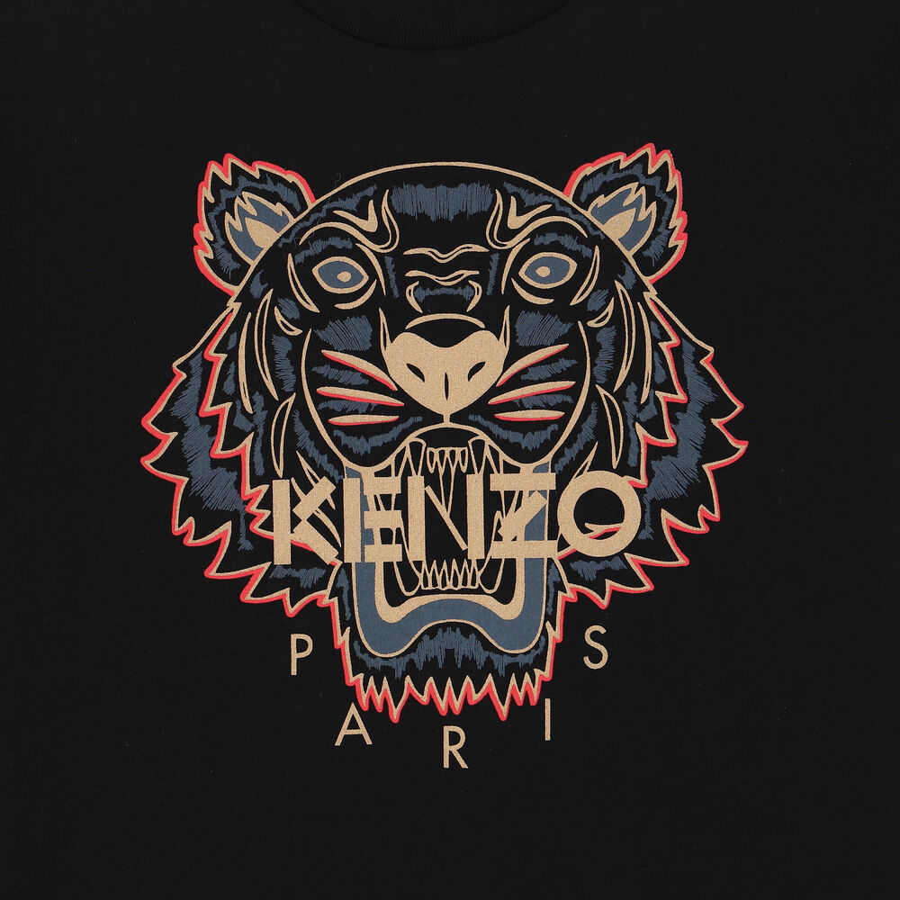 KENZO KIDS Black Logo Tiger T-Shirt | Junior Couture UAE