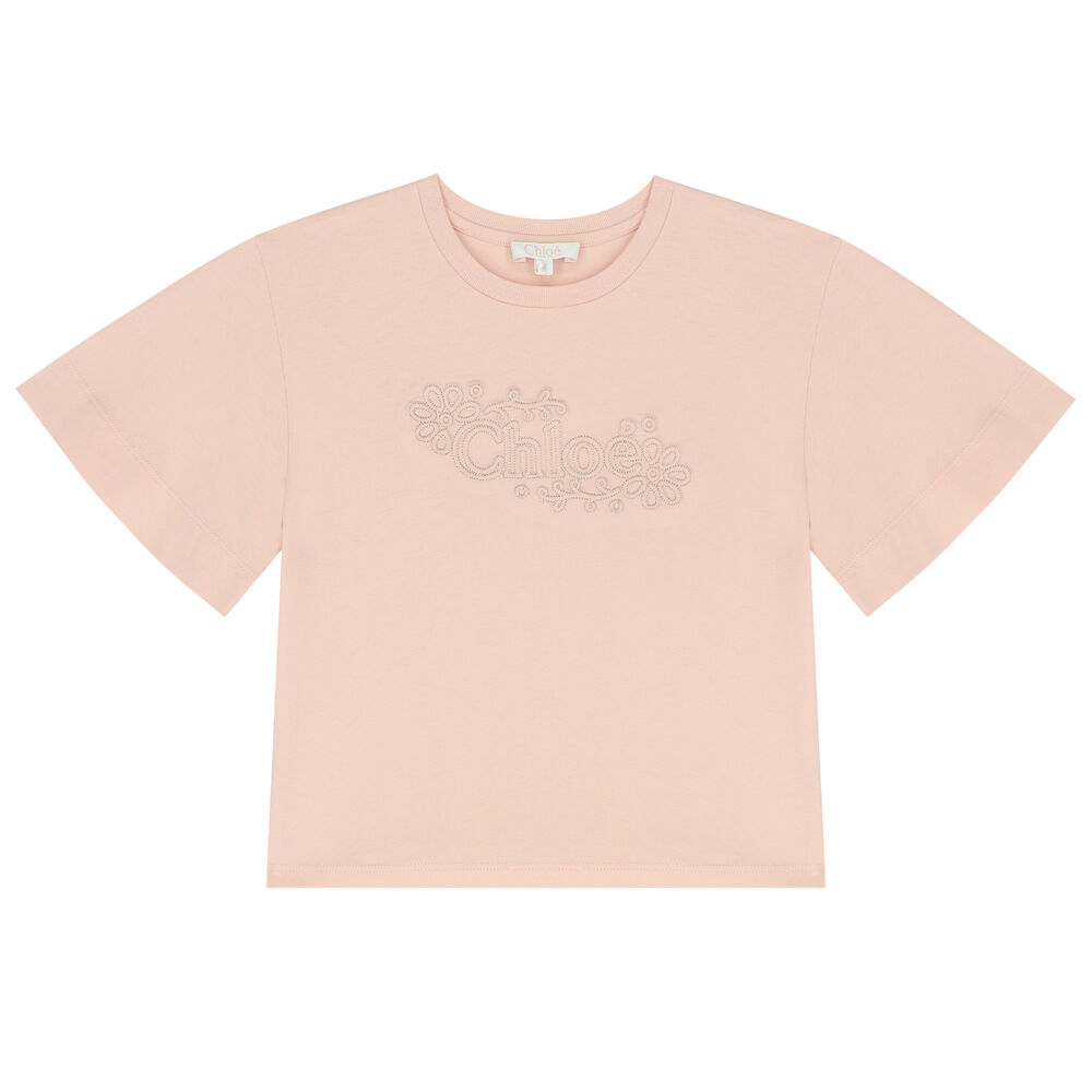 CHLOE Girls Pink Logo T-Shirt | Junior Couture UAE