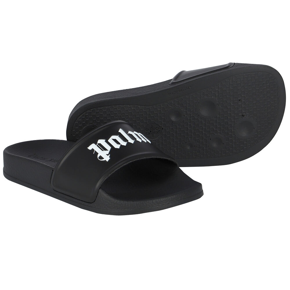 Palm Angels Black Logo Sliders | Junior Couture UAE