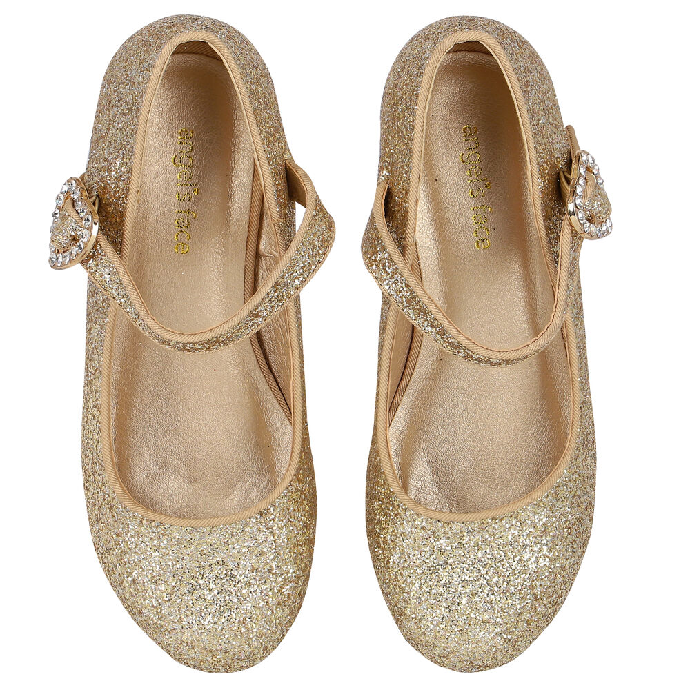 Angel's Face Girls Gold Glitter Shoes | Junior Couture UAE
