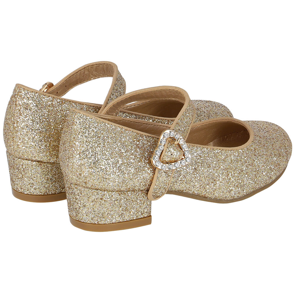 Angel's Face Girls Gold Glitter Shoes | Junior Couture UAE