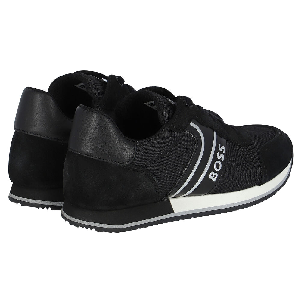 BOSS Boys Black & White Logo Trainers | Junior Couture UAE