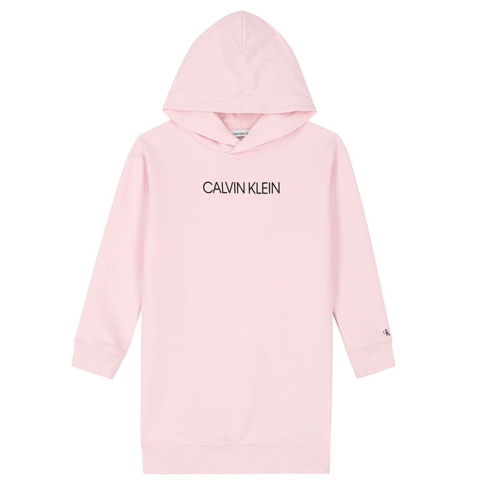 Calvin Klein Girls Pink Logo Hooded Dress | Junior Couture UAE