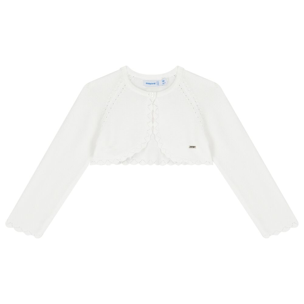 Mayoral Younger Girls White Cardigan | Junior Couture UAE