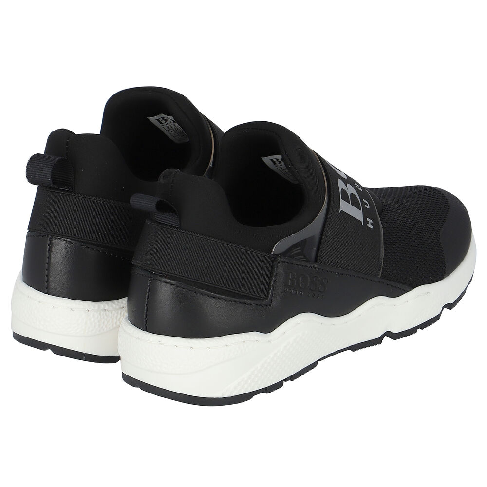 BOSS Boys Black Logo Trainers | Junior Couture UAE