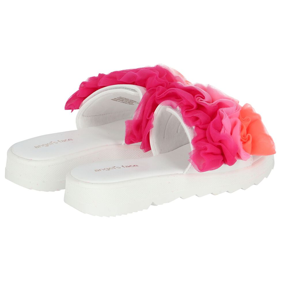 Angel's Face Girls White Ruffled Sliders | Junior Couture UAE