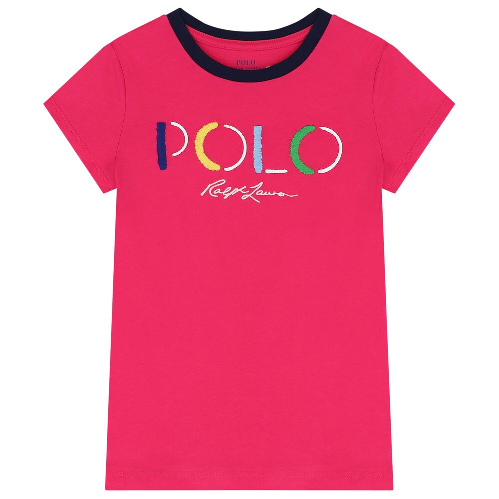 Ralph Lauren Girls Pink Logo T-Shirt | Junior Couture UAE
