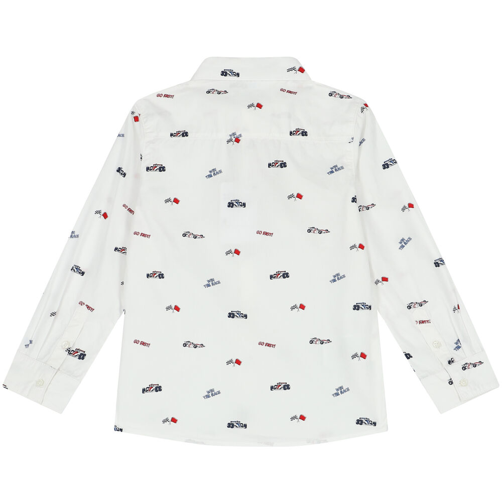 Mayoral Boys White Race Car Shirt | Junior Couture UAE