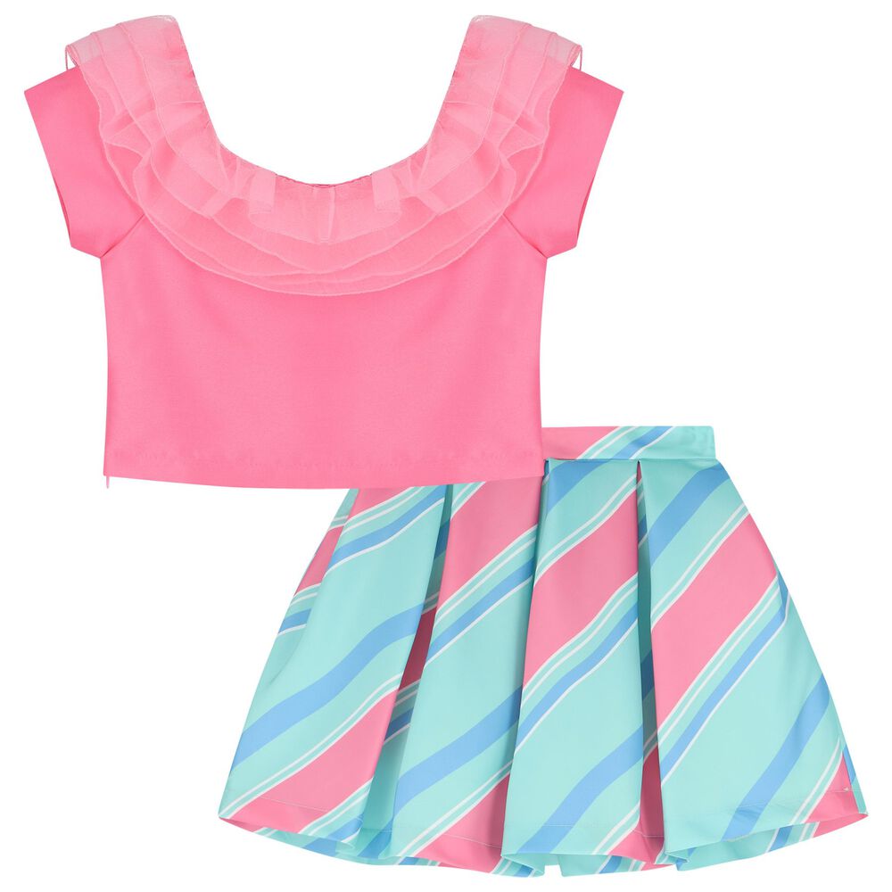 Mama Luma Girls Pink & Blue Skirt Set | Junior Couture UAE