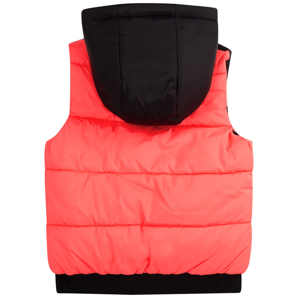 DKNY Boys Coral & Black Reversible Logo Gilet | Junior Couture UAE