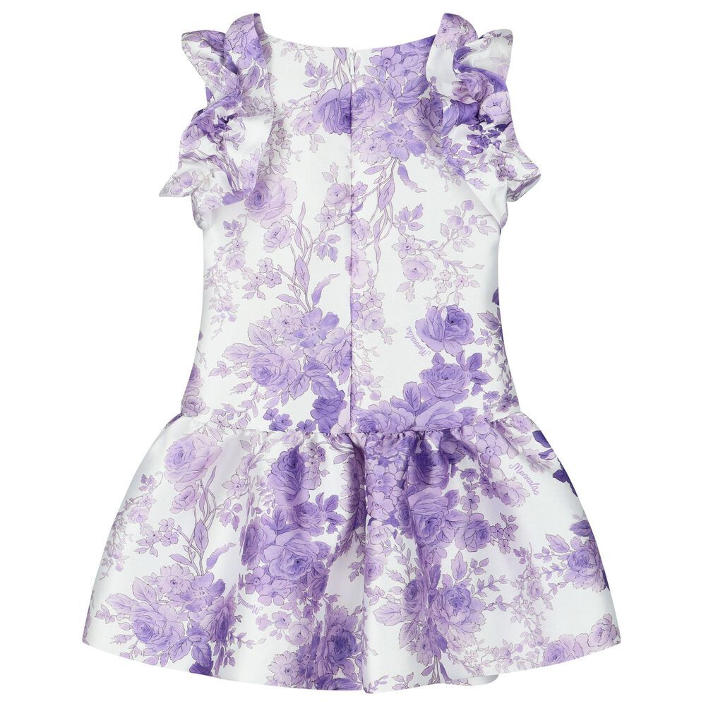 Monnalisa Girls White & Purple Floral Dress | Junior Couture UAE