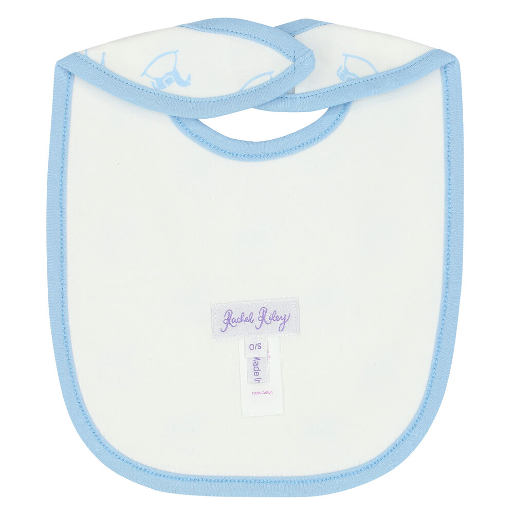 Rachel Riley Baby Boys Ivory & Blue Horse Bib | Junior Couture UAE