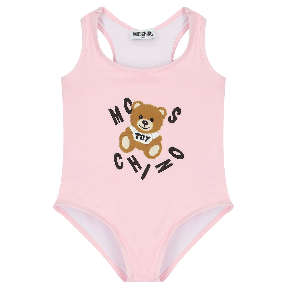 Moschino Girls Pink Teddy Logo Swimsuit | Junior Couture UAE