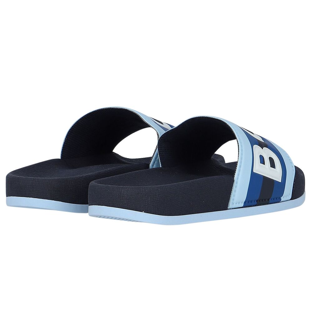BOSS Boys Blue & Navy Blue Logo Sliders | Junior Couture UAE