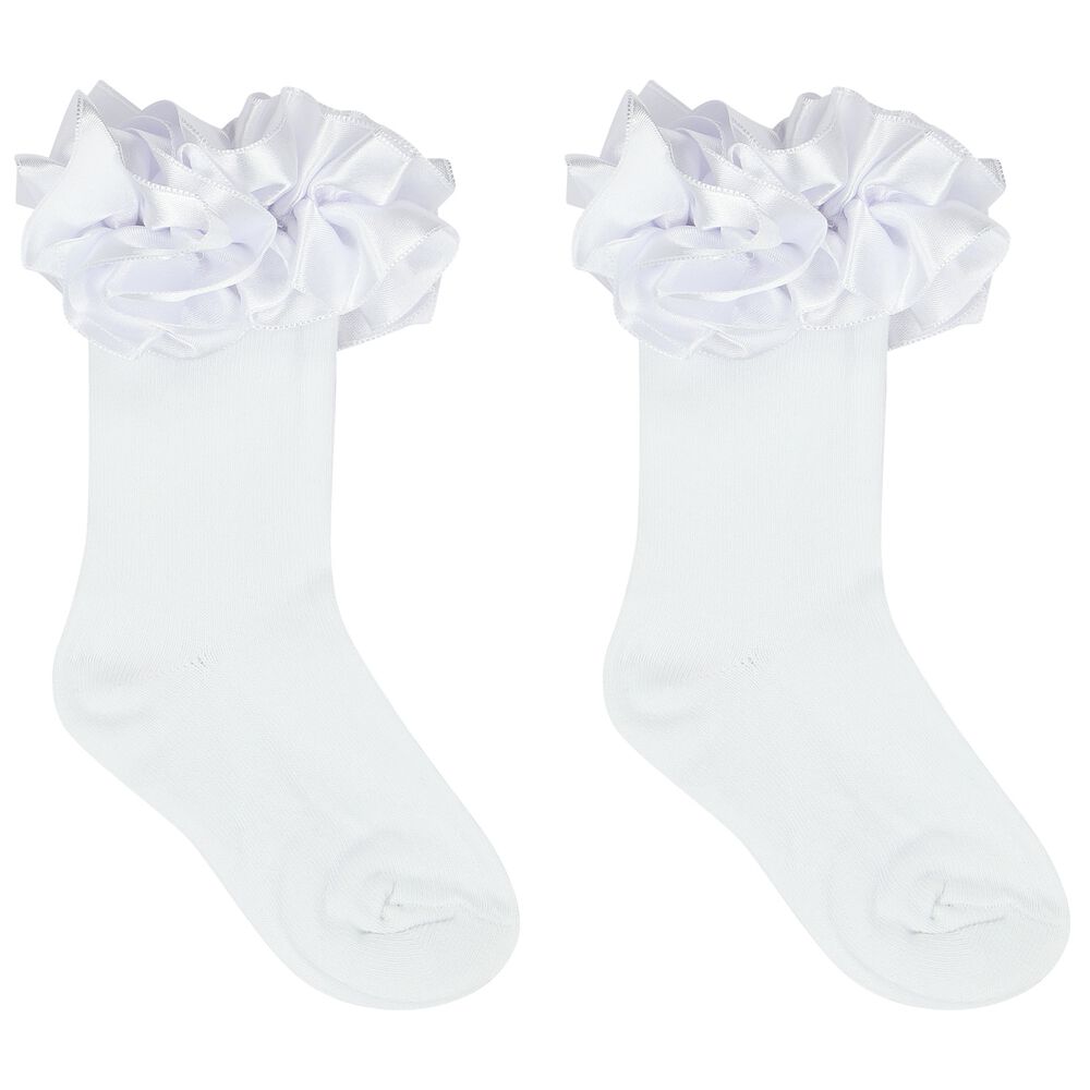 Caramelo Kids Girls White Ruffled Socks | Junior Couture UAE