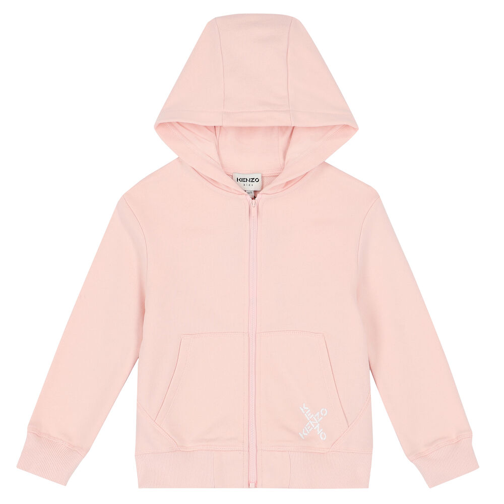 KENZO KIDS Girls Pink Logo Zip Up Top | Junior Couture UAE